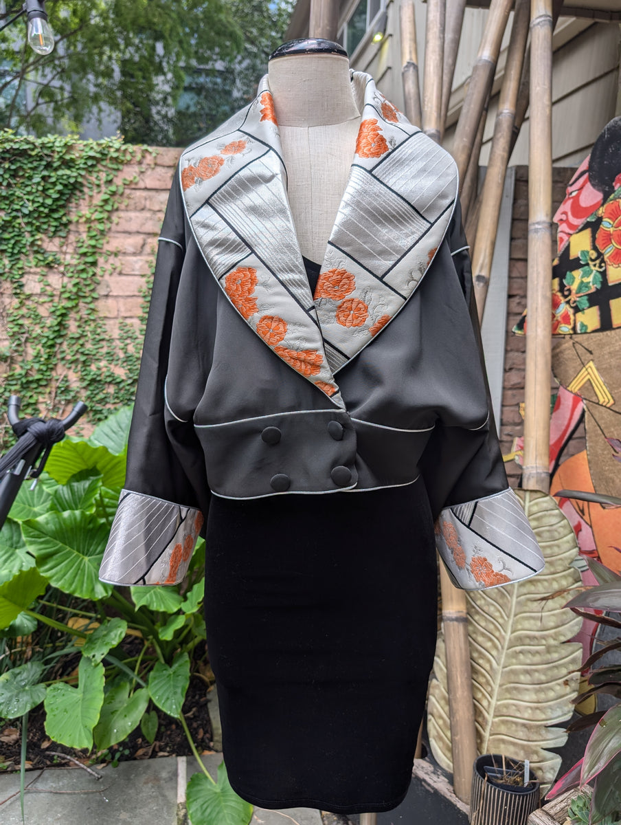 "Cropped Cocoon" Reimagined Vintage Kimono - Kimono Zulu Artist Collab