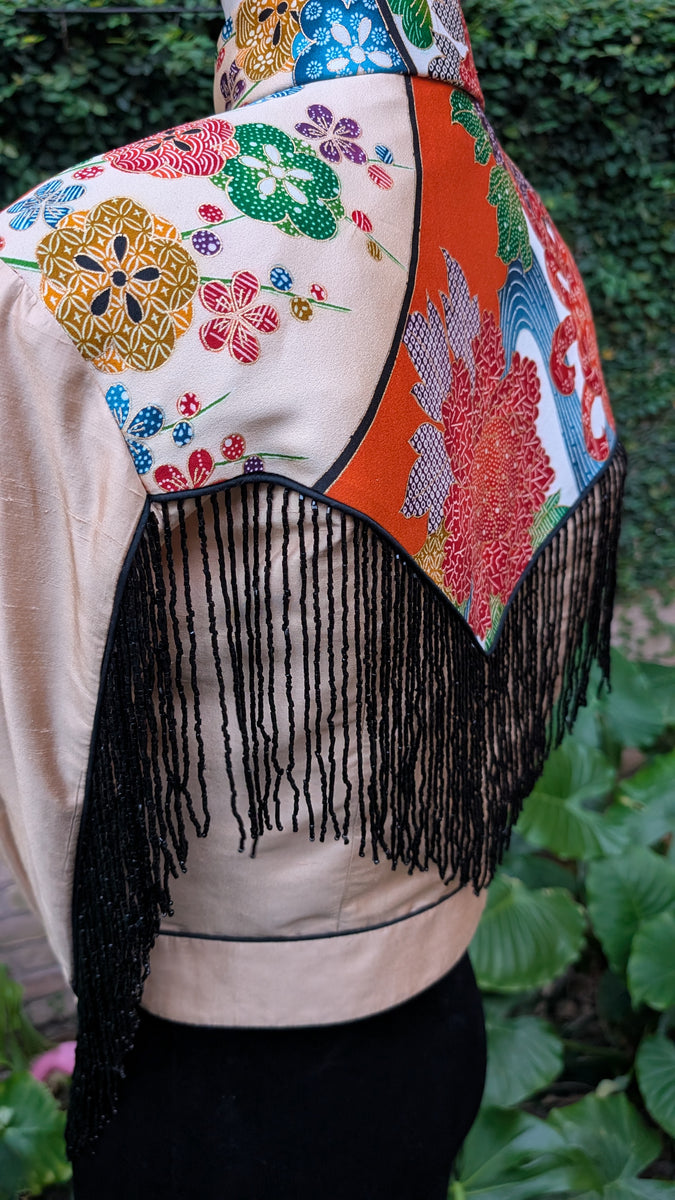 "Osaka Cowgirl" Reimagined Vintage Kimono - Kimono Zulu Artist Collabo