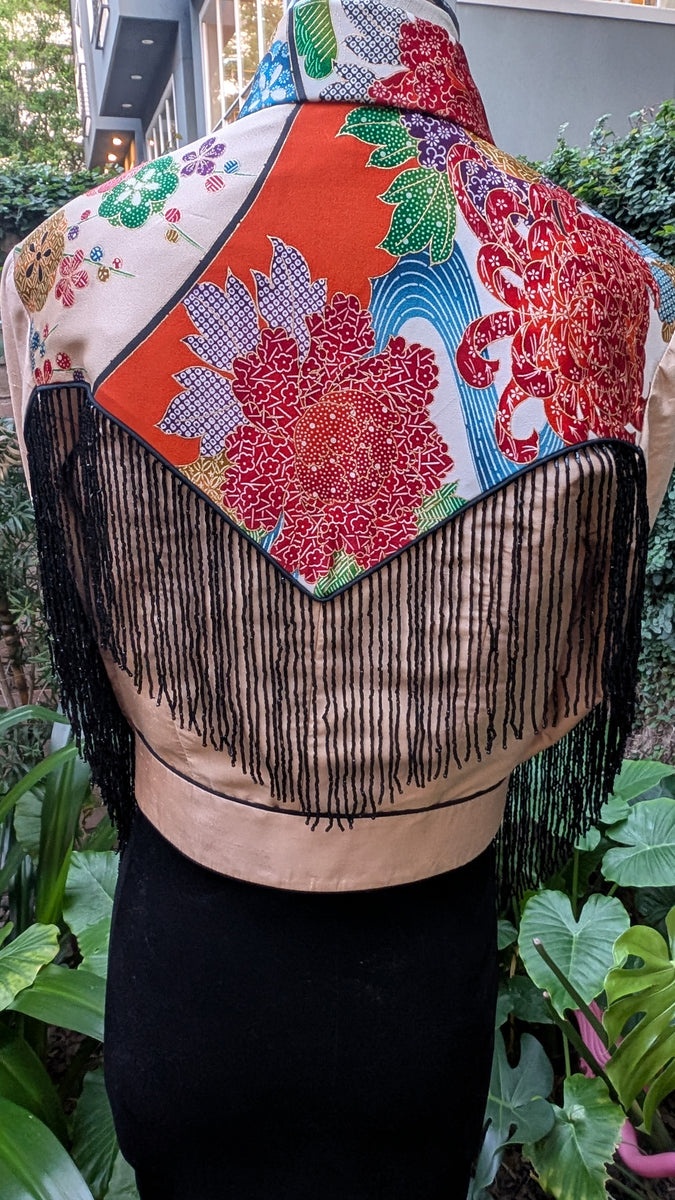 "Osaka Cowgirl" Reimagined Vintage Kimono - Kimono Zulu Artist Collabo