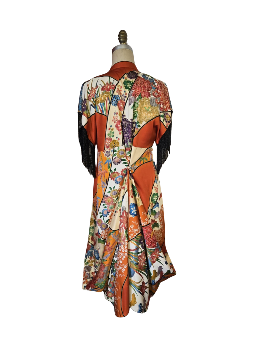 "Victorian Fringe" Reimagined Vintage Kimono - Kimono Zulu Artist Coll