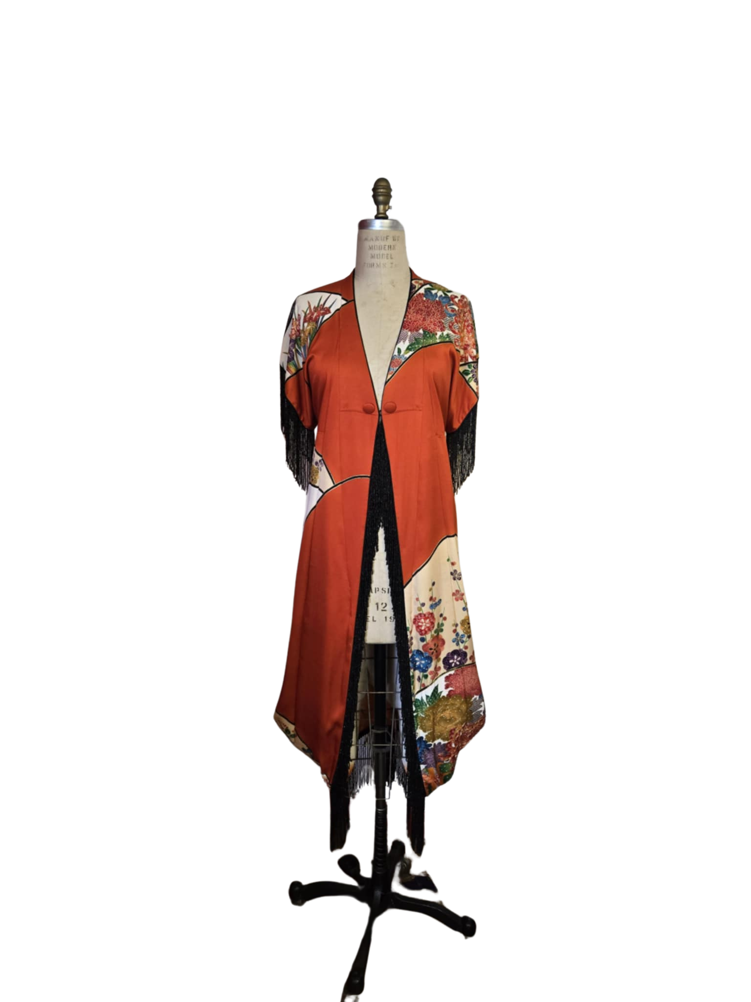 "Victorian Fringe" Reimagined Vintage Kimono - Kimono Zulu Artist Coll